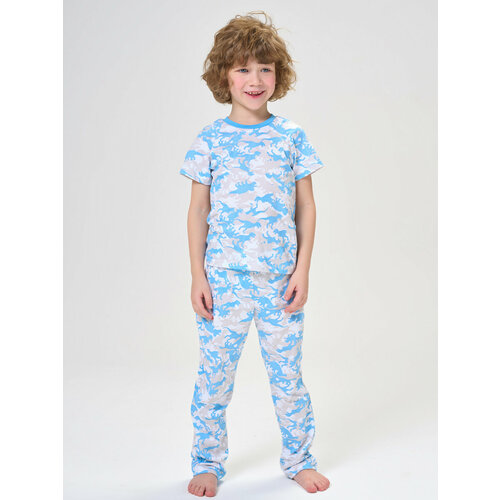 Пижама  КотМарКот, размер 128, серый, голубой