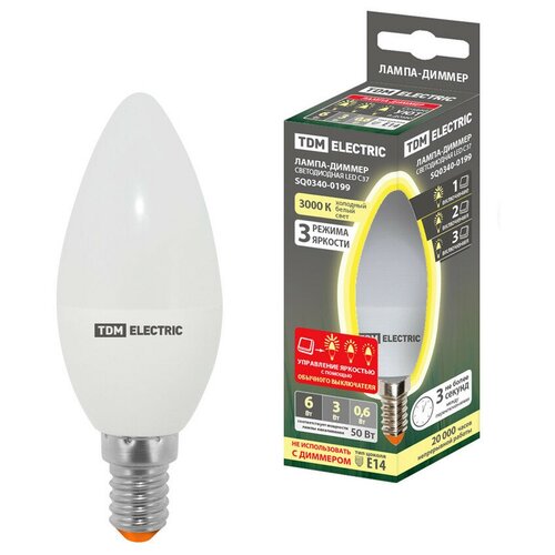 Лампа светодиодная TDM ELECTRIC SQ0340-0199, E14, C37, 6 Вт, 3000 К