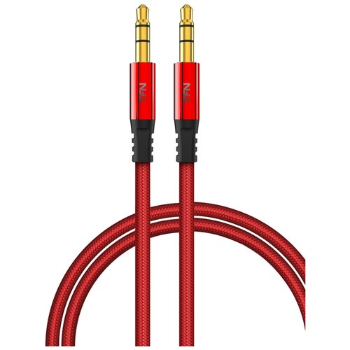 Кабель TFN mini jack 3.5 mm - mini jack 3.5 mm (TFN-CFZAUXMET1M), 1 м, красный/черный