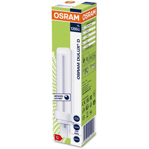 Лампа люминесцентная OSRAM Dulux D 840, G24d-2, T11, 18 Вт, 4000 К