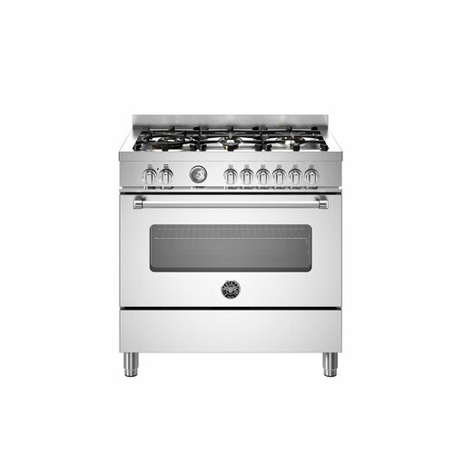 MAS96L1EXT Варочный центр Bertazzoni, 6 конфорок, электрический духовой шкаф, Master, 90 см Нержавеющая сталь