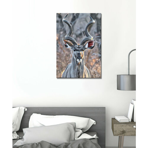Картина - коричневая антилопа, антилопа, рога 30х40