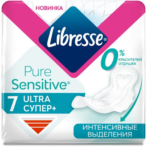Libresse прокладки Pure Sensitive Ultra Супер +, 6 капель, 7 шт.