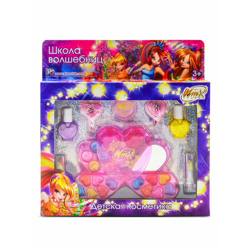Winx Набор детской косметики "Школа волшебниц" (блеск, помада, лак, кисточки, зеркало, аксесс.)