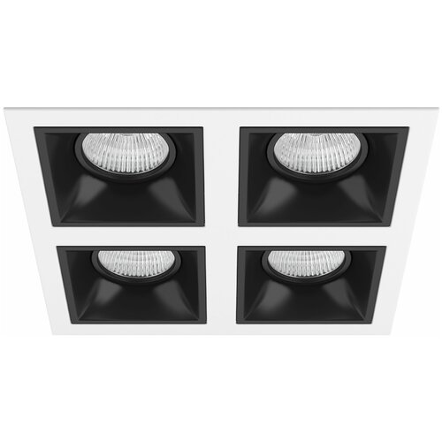 Светильник Lightstar Domino D54607070707, GU5.3, 200 Вт, 4 лампы, 4000, нейтральный белый, цвет арматуры: белый, цвет плафона: черный