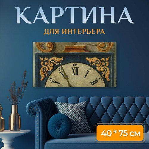 Картина на холсте "Часы с кукушкой, черный лес, часы" на подрамнике 75х40 см. для интерьера