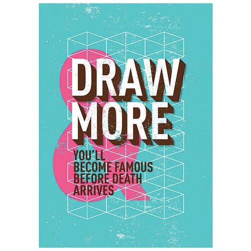 Мотивационный интерьерный постер "Draw More" размера 40х50см 400*500 мм без рамы в тубусе для декора комнаты офиса дома