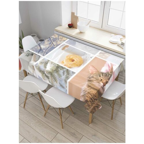 Скатерть прямоугольная JoyArty на кухонный стол "Домашний зимний уют" из оксфорда, 180x145 см