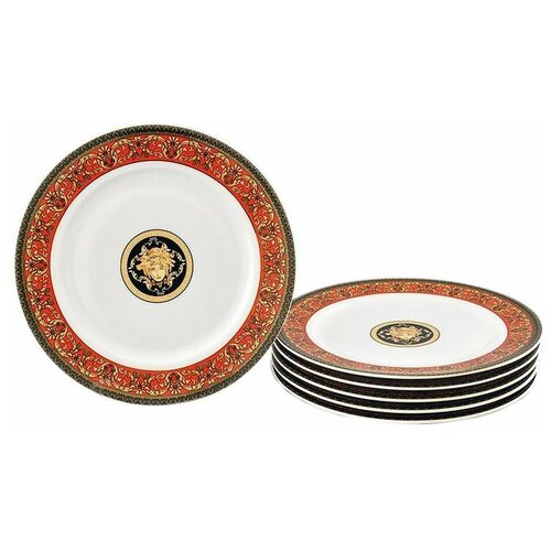 Набор тарелок десертных Сабина Красная лента Версаче, 19 см, 6 шт, Leander