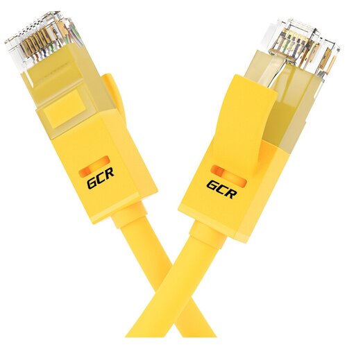 GCR Патч корд прямой 0. 1м UTP кат.5e желтый 24 AWG литой ethernet high speed 1 Гбит с RJ45