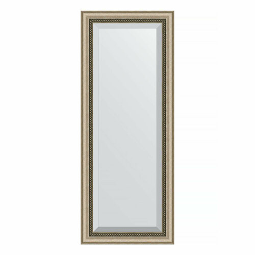 Зеркало с фацетом в багетной раме - состаренное серебро с плетением 70 mm