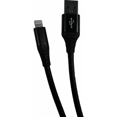 USB Кабель для Apple/iPhone, TPU, Черный, 2.4A, 1м.