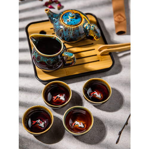 Дорожный набор для чайной церемонии, керамический набор для чаепития походный