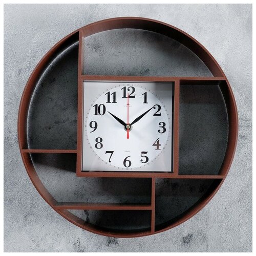 Часы настенные, серия: Интерьер, "Маганса", плавный ход, d=35 см, венге