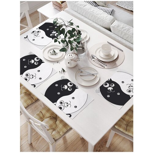 Комплект салфеток JoyArty "Инь и ян коты" для сервировки стола (32х46 см, 4 шт.)