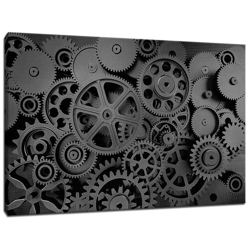 Картина Уютная стена "Черные шестеренки часов" 100х60 см
