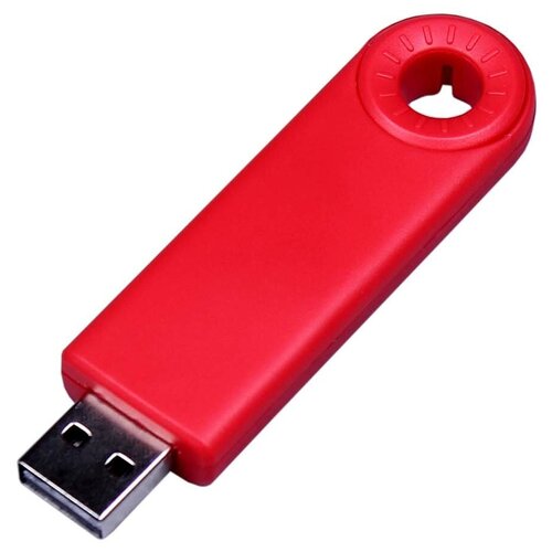 Классическая красная выдвижная пластиковая флешка с круглым отверстием (64 Гб / GB USB 2.0 Красный/Red 035R)