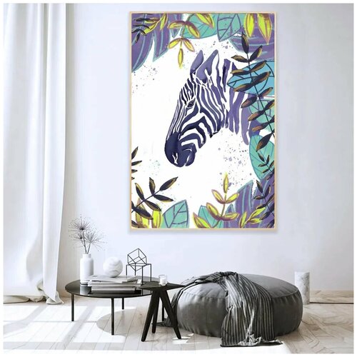 Картина интерьерная на холсте Art. home24 Сиреневая зебра, 80 x 120