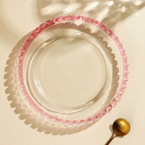 Тарелка стеклянная обеденная «Розе», 19,5×19,5×2 см