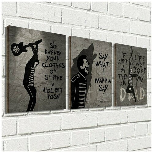 Модульная картина на рельефной доске ОСП 66x24 см квадратные музыка My Chemical Romance - 54