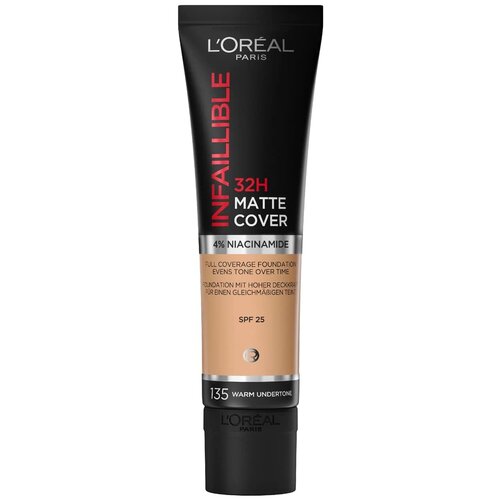 L'Oreal Paris Тональный крем Infaillible 32H Matte Cover, SPF 25, 30 мл, оттенок: 135