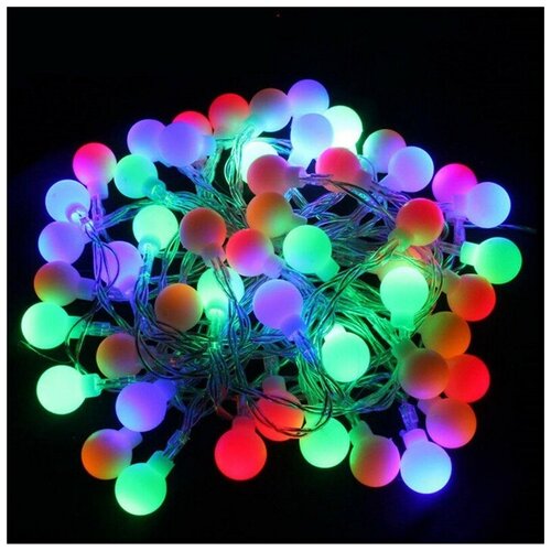 Светодиодная гирлянда шарики, соединяемая, 220В, 20 м, 200 шариков, цвет RGB - Цвет свечения: RGB