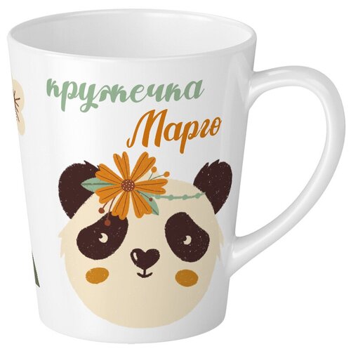 Кружка латте Панда Именная Марго 310 мл. / кружка в подарок; чашка в подарок; прикольная кружка