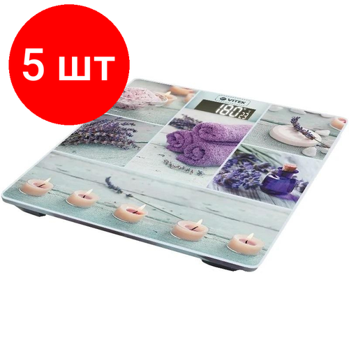 Комплект 5 штук, Весы напольные VITEK 8063-VT-04, до 180 кг, Точность измерения 50 гр