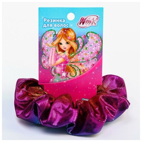 Резинка для волос блестящая, голубо-фиолетовая "Флора", WINX