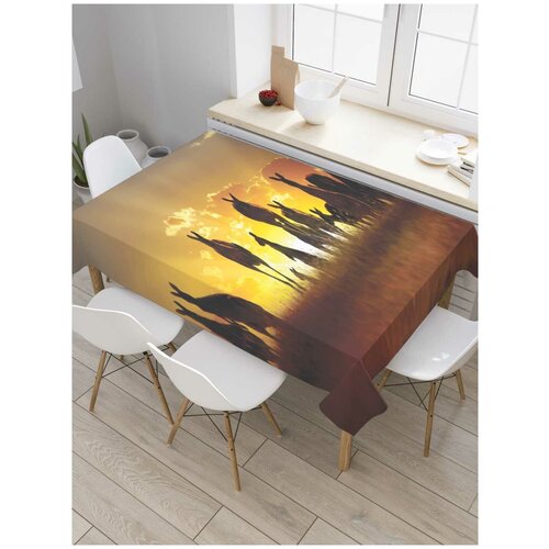Скатерть прямоугольная JoyArty на кухонный стол "Стая кенгуру на закате" из оксфорда, 120x145 см