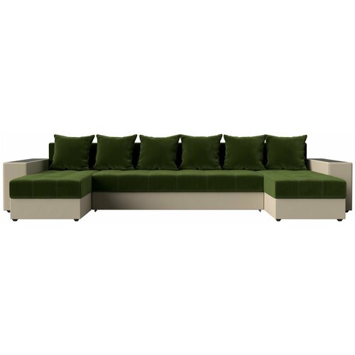 П-образный диван Дубай, зеленый; бежевый