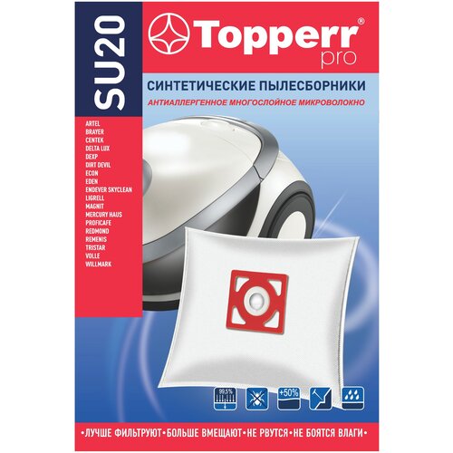 Topperr Пылесборник синтетический для пылесоса CENTEK - 4 шт + 1 фильтр, SU20