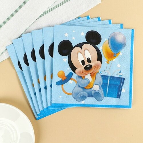 Disney Салфетки бумажные, 33х33 см, 20 штук, 3-х слойные, Микки Маус