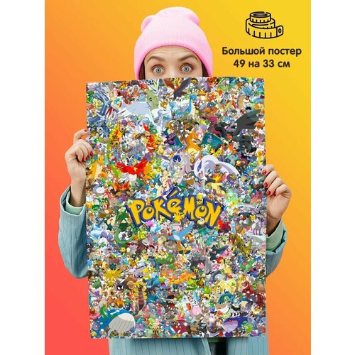 Постер плакат Pokemon Покемоны