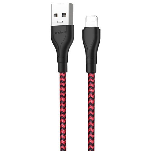 Кабель USB - 8 pin Borofone BX39, 1.0м, 2.4A, цвет: чёрный, красный