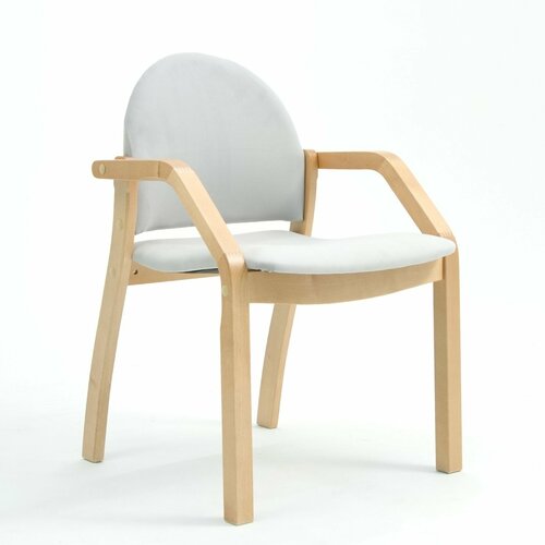 Стул кресло для кухни Джуно 2.0 мягкое, массив дерева (натуральный/серый Velutto 51) Мебиатор