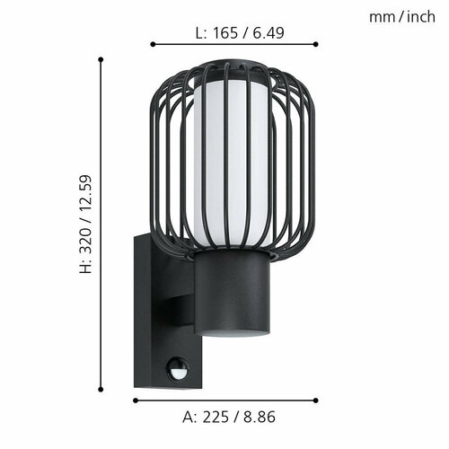 EGLO Уличный настенный светильник Ravello 98722, E27, 28 Вт, цвет арматуры: черный, цвет плафона белый, 1 шт.