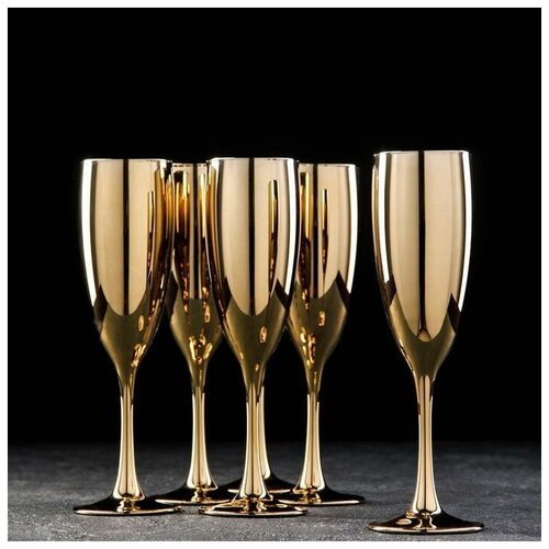 Набор бокалов для шампанского «Золото», 170 мл, 6 шт