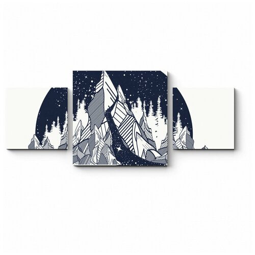 Модульная картина Звездная река в горах 90x39