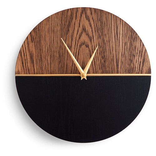 Часы настенные Roomton "MidCentury" 30 см, деревянные часы, из дерева, большие, оригинальные, бесшумные, тихие