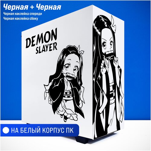 Наклейка на ПК, стикер на белый корпус компьютера - "Demon Slayer - B"