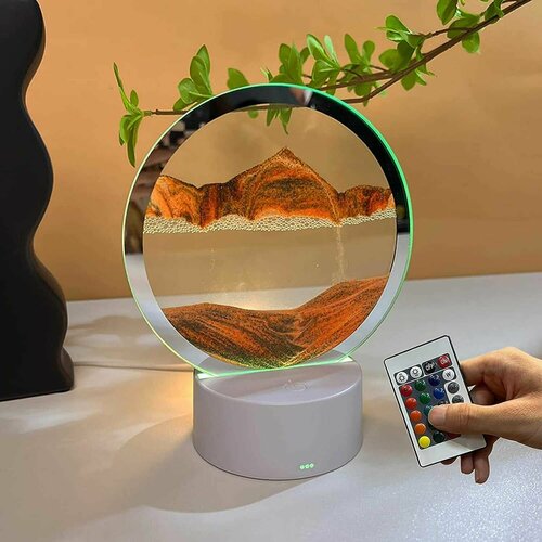 3D-настольная лампа с движущимся песком с дистанционным управлением, желтый