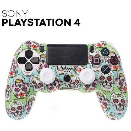 Защитный чехол для геймпада Sony PlayStation 4 DualShock (матовая накладка для контроллера Сони Плэйстэйшн 4 Дуалшок, PS4) силиконовый, рисунок черепа