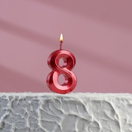 Страна Карнавалия Свеча в торт на шпажке «‎Грань», цифра "8", 5 см, красная