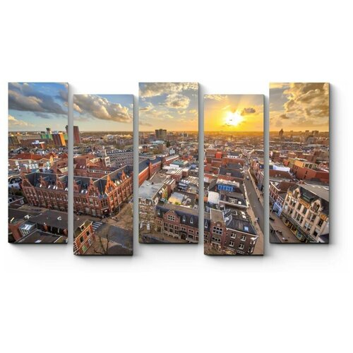 Модульная картина Чарующий Амстердам на закате. 140x81
