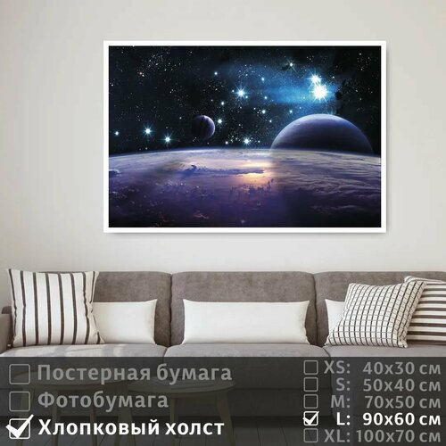 Постер на холсте Планеты В Космической Атмосфере 90х60 см ПолиЦентр