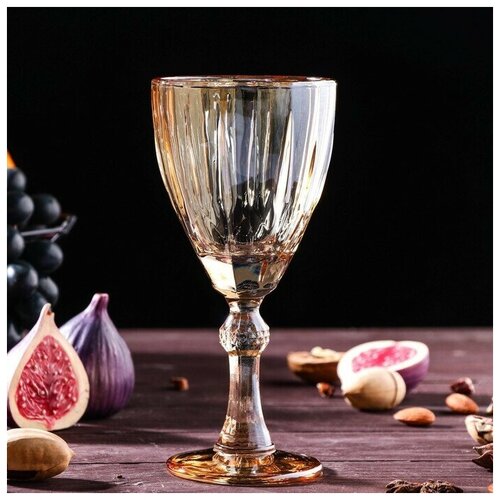 Бокал стеклянный для вина Бал, 240 мл, 8,5x8,5x18,5 см, цвет золотой