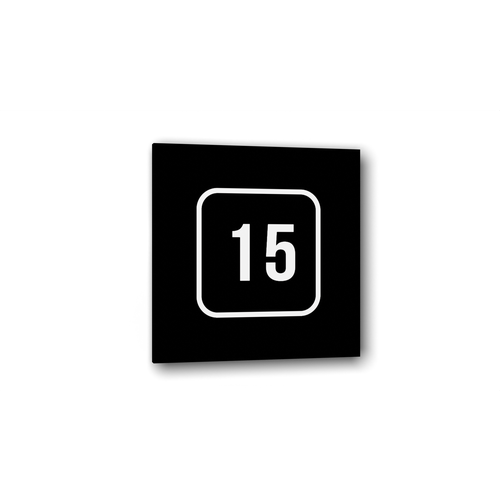 Табличка "15", Глянцевая линейка, цвет Черный, 10 см х 10 см