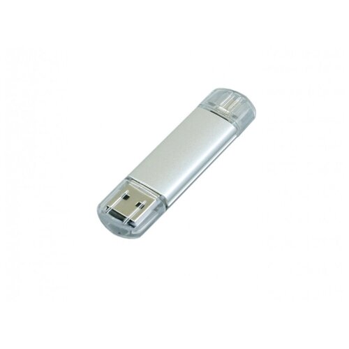 Металлическая флешка OTG для нанесения логотипа (16 Гб / GB USB 2.0/microUSB Серебро/Silver OTG 001 Flash drive)