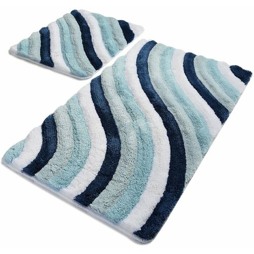 Комплект ковриков для ванной Primanova DR-63001 COLORFUL, цвет голубой, размер 50x80 и 40x50, материал акрил